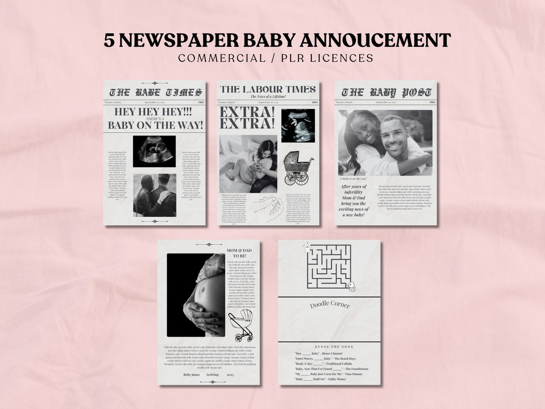 Newspaper Pregnancy Announcement, Commercial License, Expecting Baby ...