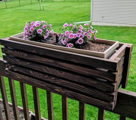 Cedar Wood Deck Rail Planter Box Cover Quality Wood Built - Etsy