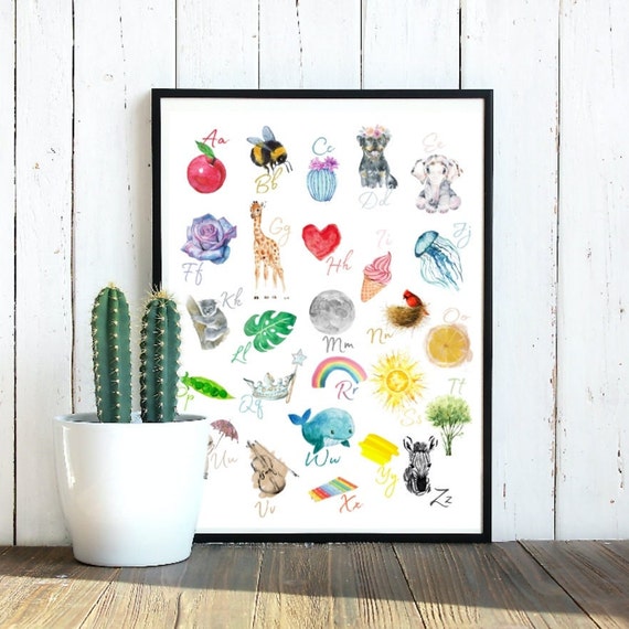 Watercolour Alphabet Poster PNG/JPEG/PDF Download Only - Etsy