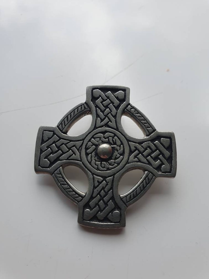 Cornish Celtic Knotwork Pewter Cross Brooch by St Justin - Etsy