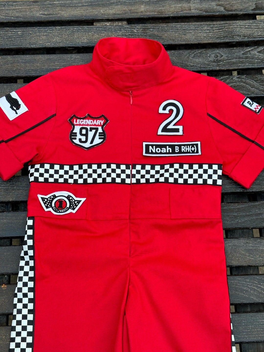 Customizable Red Racer Jumpsuit for Kids | Checkered Red Racer Suit ...