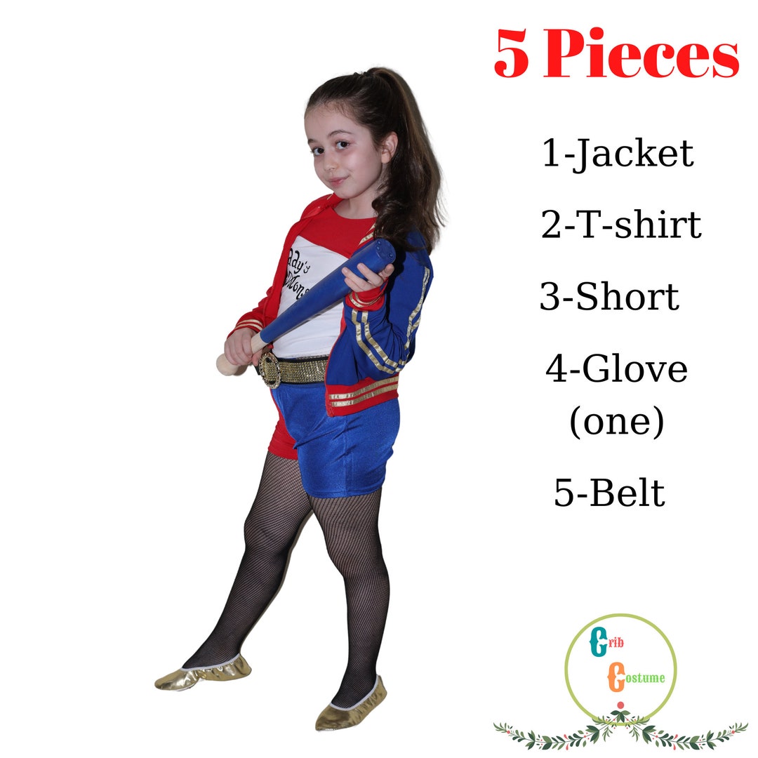 Harley Quinn Costume Girls: Animated Cosplay Outfit, 5-piece Set - Etsy