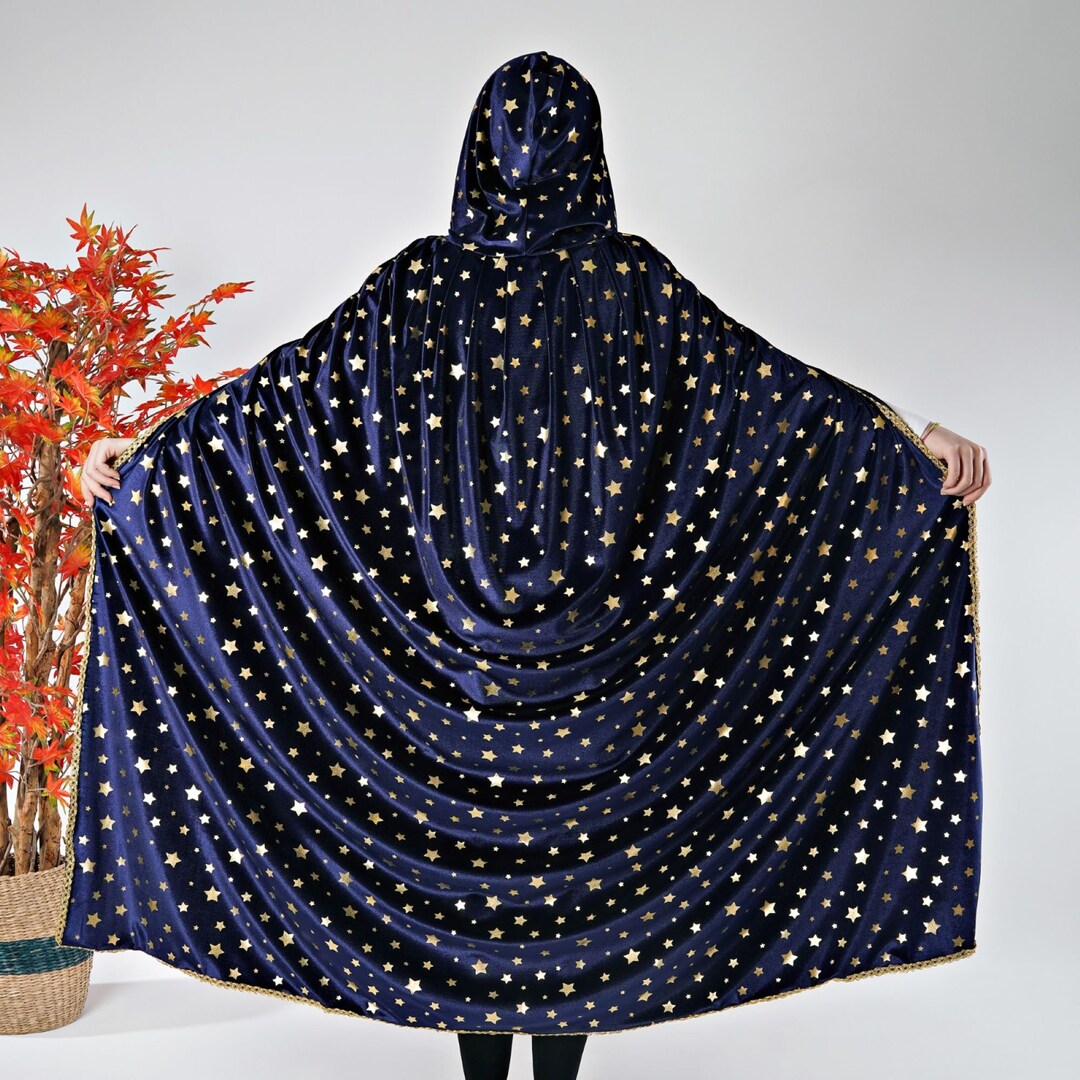 Girls' Star Cloak: Velvet Brocade Hooded Cape, Christmas Costume - Etsy