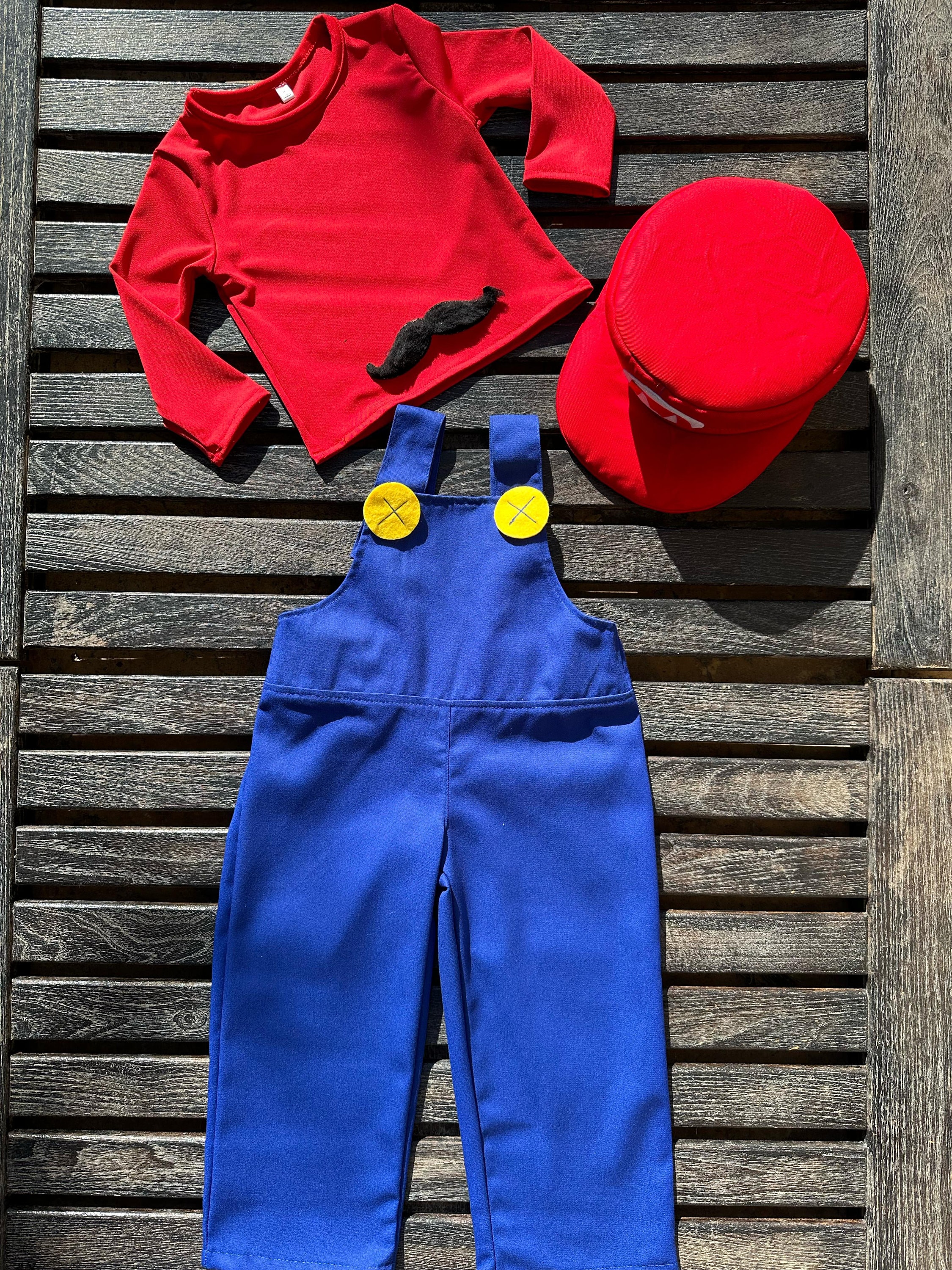 Handmade Super Mario Costume: Cotton Jumpsuit, Hat & Mustache - Etsy