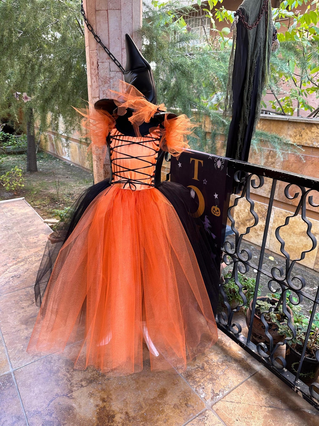 Enchanting Orange & Black Witch Costume – Perfect for Halloween or ...