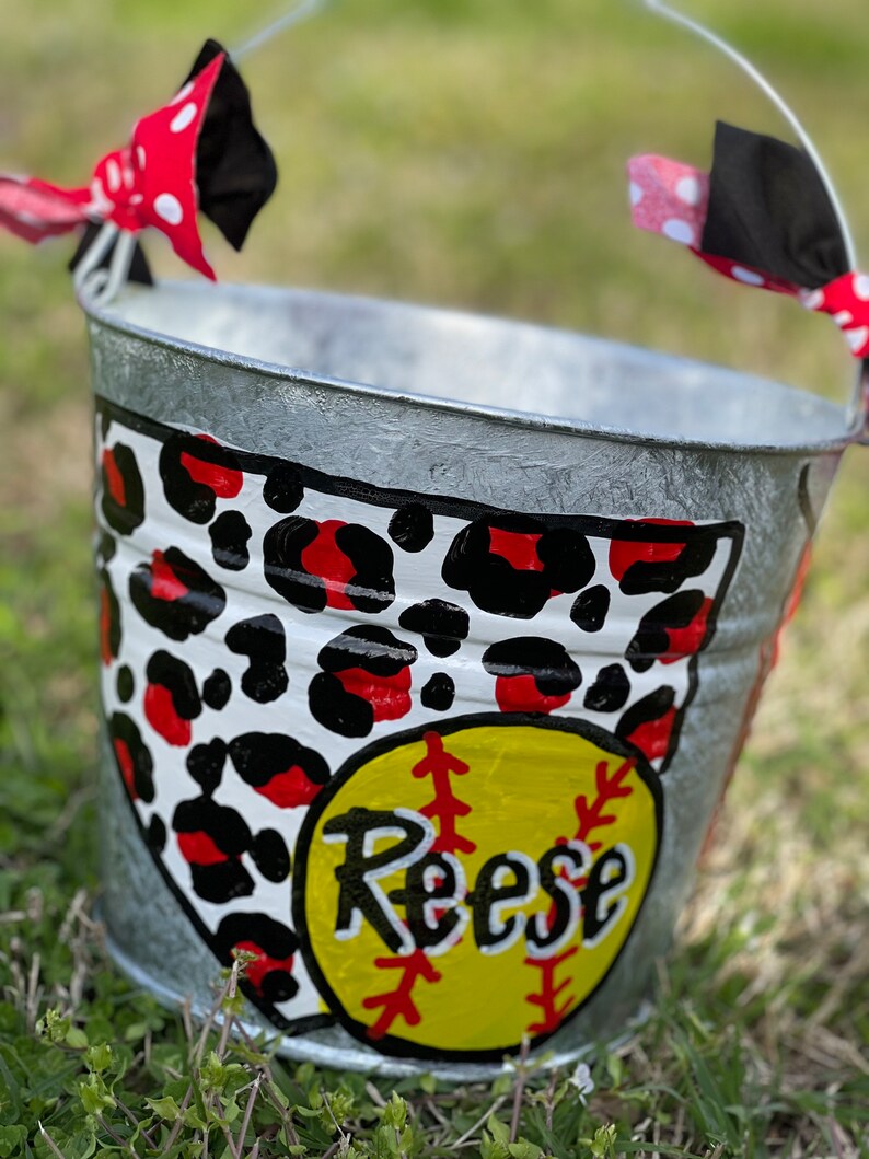 Hand Painted Baseball Softball Galvanized Bucket - Etsy