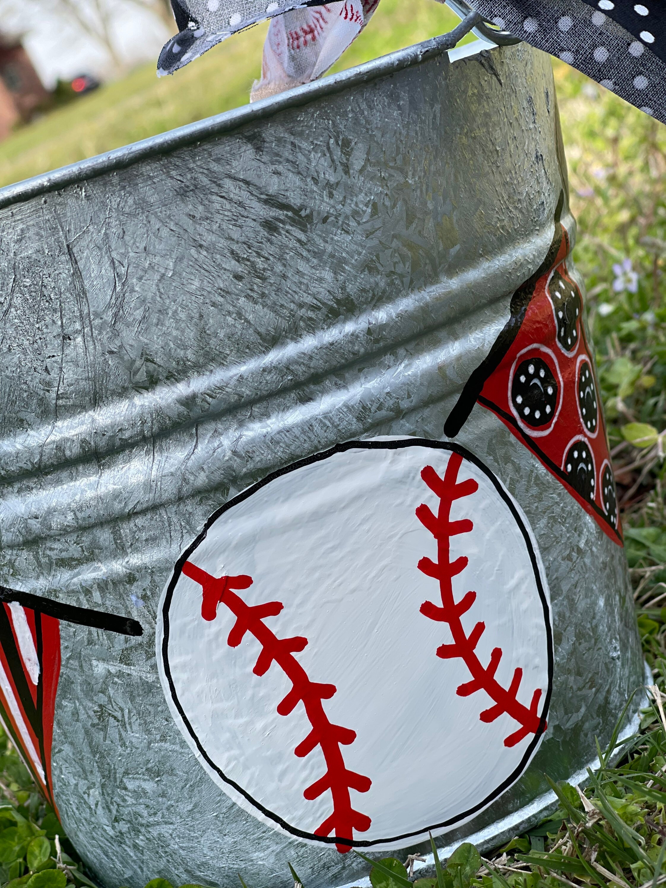 Hand Painted Baseball Softball Galvanized Bucket - Etsy