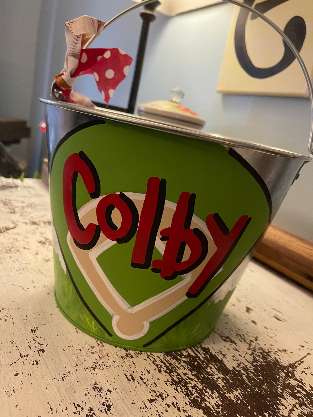 Hand Painted Baseball Softball Galvanized Bucket - Etsy