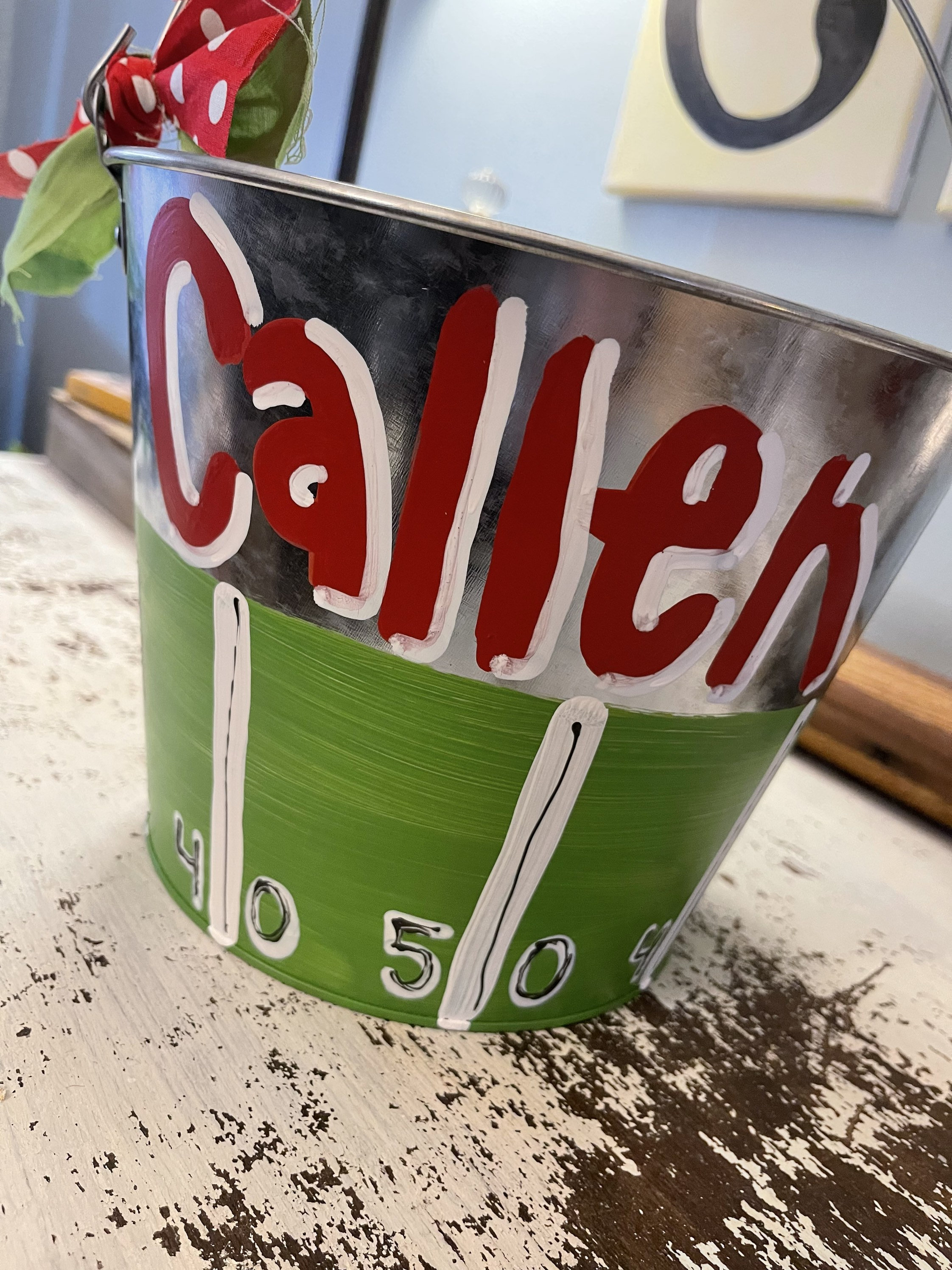Hand Painted Sports Themed Galvanized Bucket - Etsy