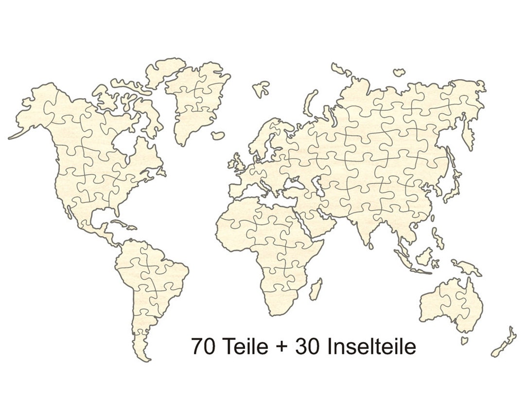 Blank Puzzle World Map, 79 X 48 Cm, 100 Pieces, Wooden Puzzle, Puzzle ...