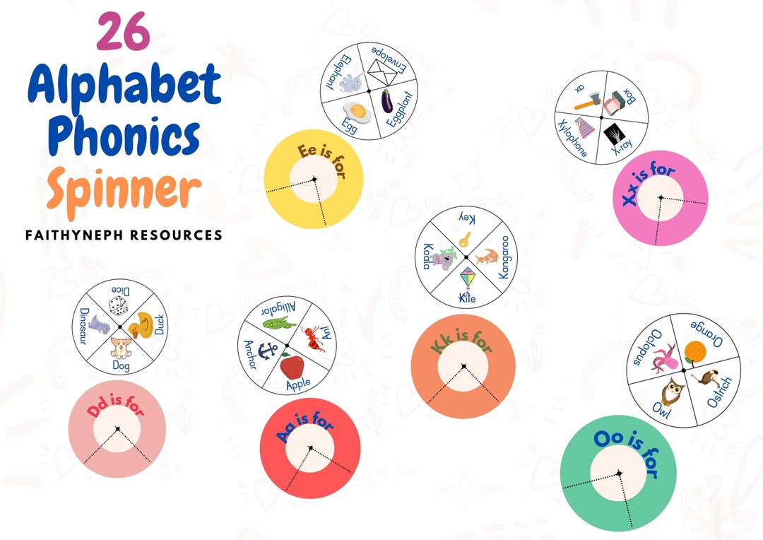 Alphabet Spinners, Literacy. Flashcards, Beginning Sounds, Phonics ...