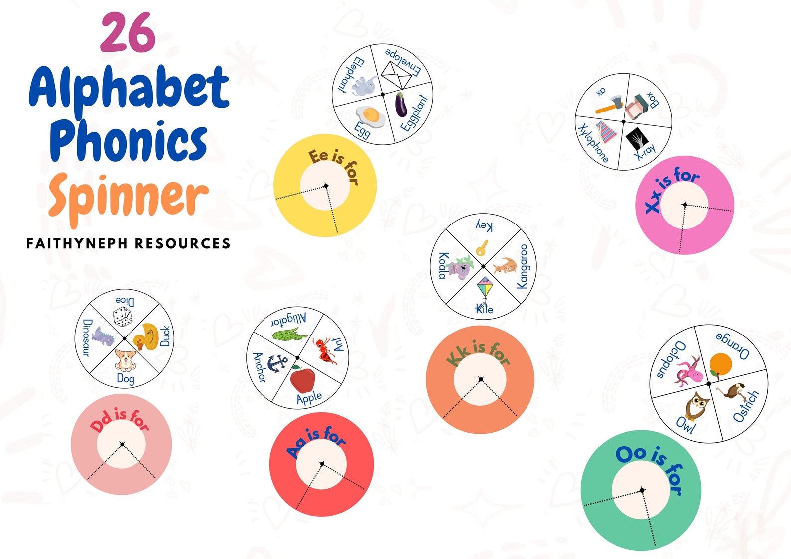 Alphabet Spinners, Literacy. Flashcards, Beginning Sounds, Phonics ...