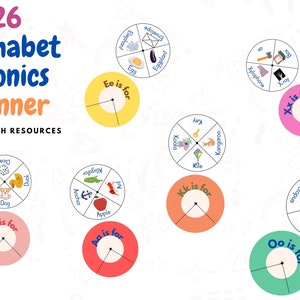 Alphabet Spinners, Literacy. Flashcards, Beginning Sounds, Phonics ...