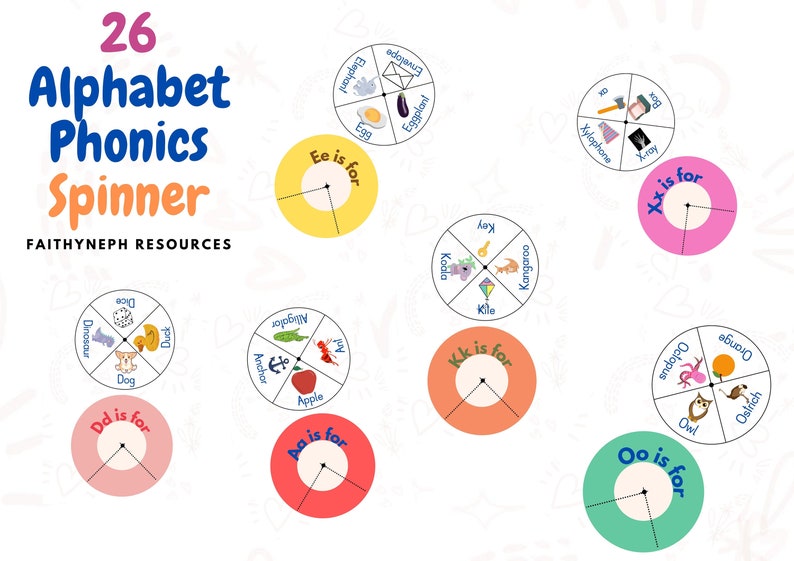 Alphabet Spinners, Literacy. Flashcards, Beginning Sounds, Phonics ...