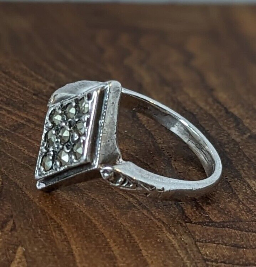 Ladies Vintage Diamond Shape Silver Marcasite Art Deco Ring Size L - Etsy