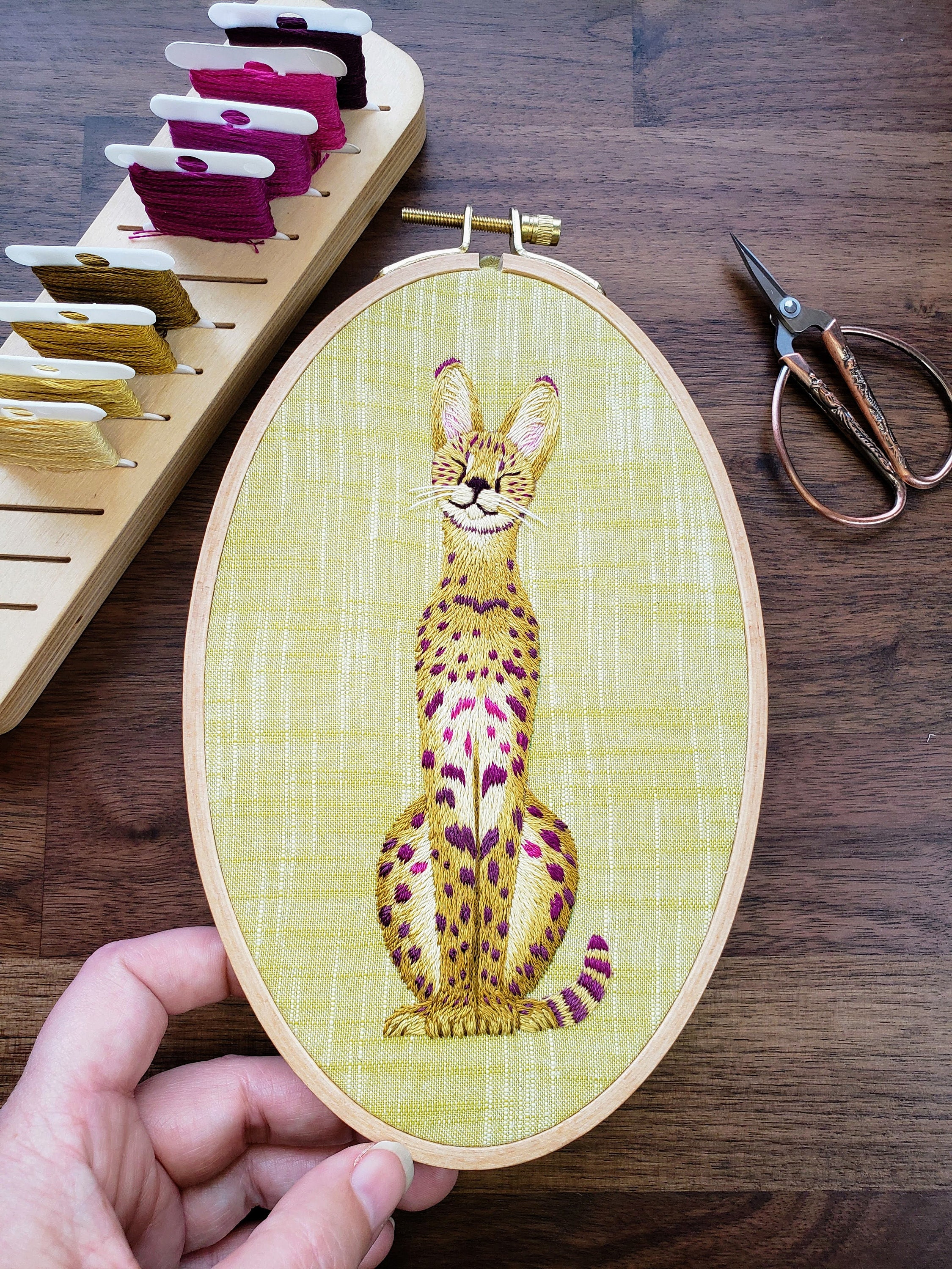 Serval in an Oval Hoop PDF Pattern Beginner Hand - Etsy Australia