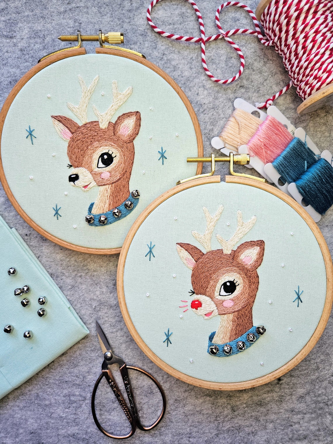 Retro Vintage Reindeer Embroidery | PDF Pattern | Christmas | Beginner ...