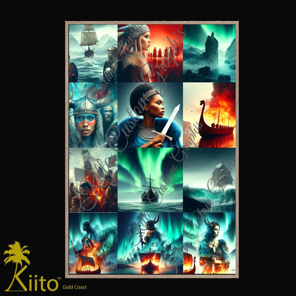 Viking Shield Maiden Collages (set of 4 Sheets) for Gift Cards, Scrap ...