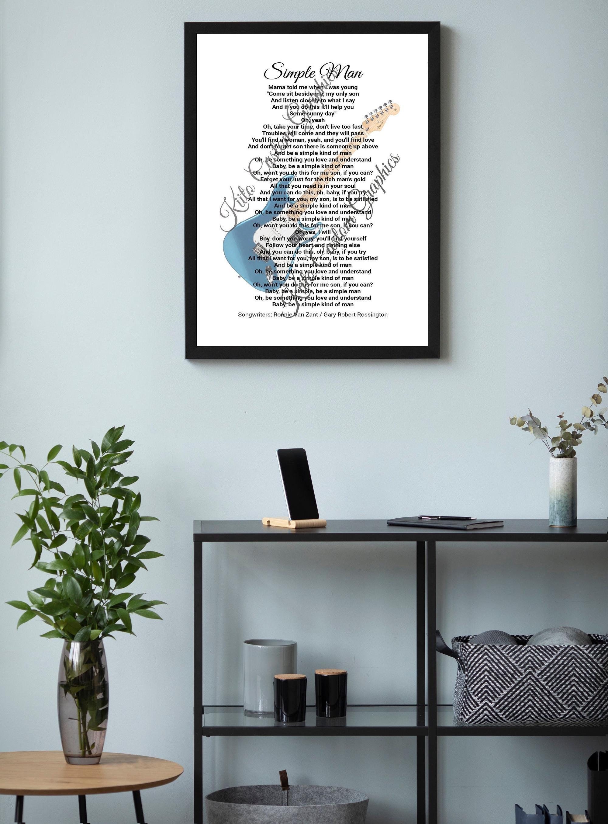 Simple Man Song Lyrics - Digital Download, Ready to Print, Frame ...