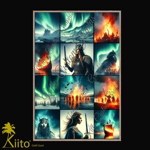 Viking Shield Maiden Collages (set of 4 Sheets) for Gift Cards, Scrap ...