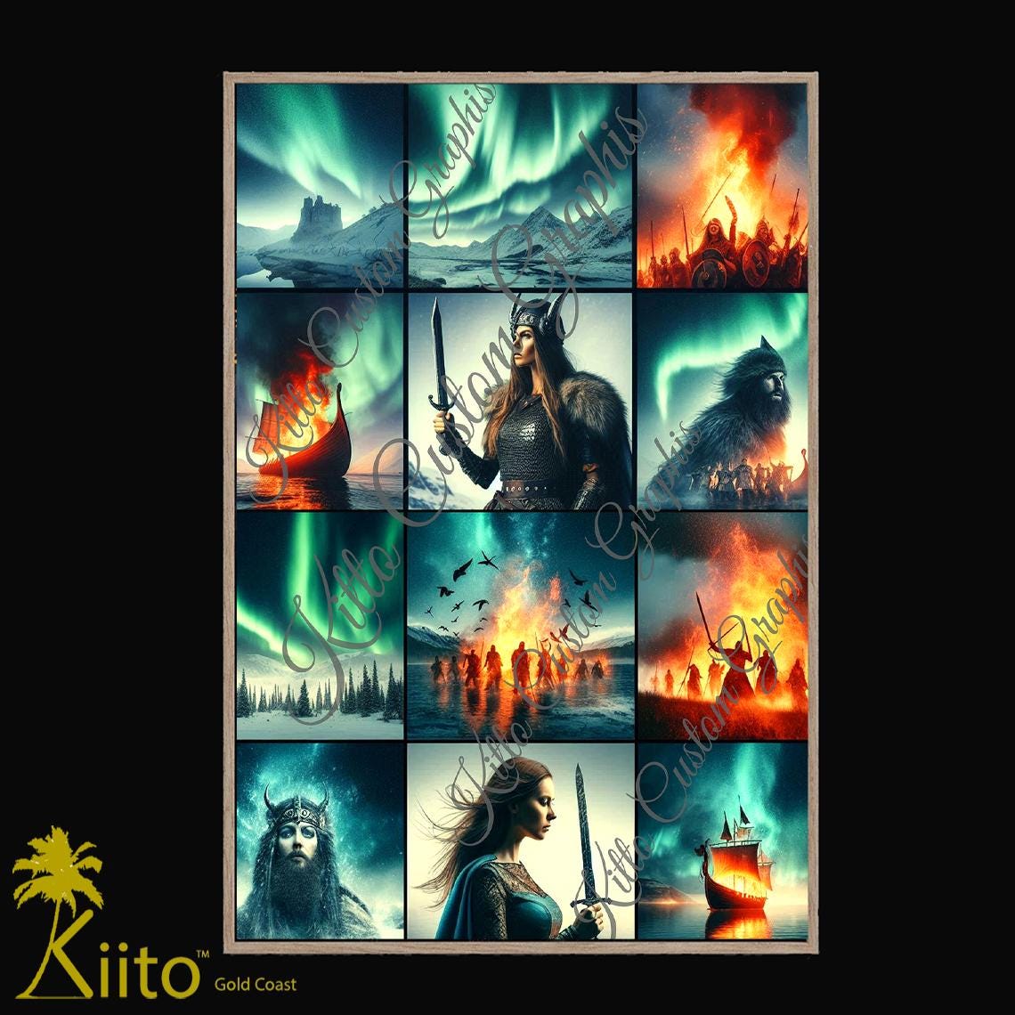 Viking Shield Maiden Collages (set of 4 Sheets) for Gift Cards, Scrap ...