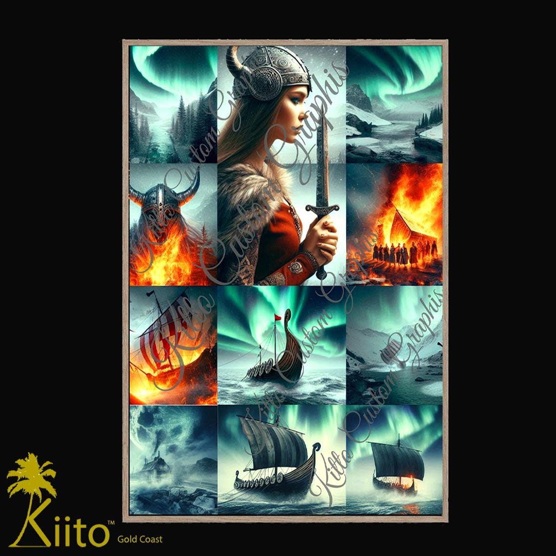 Viking Shield Maiden Collages (set of 4 Sheets) for Gift Cards, Scrap ...