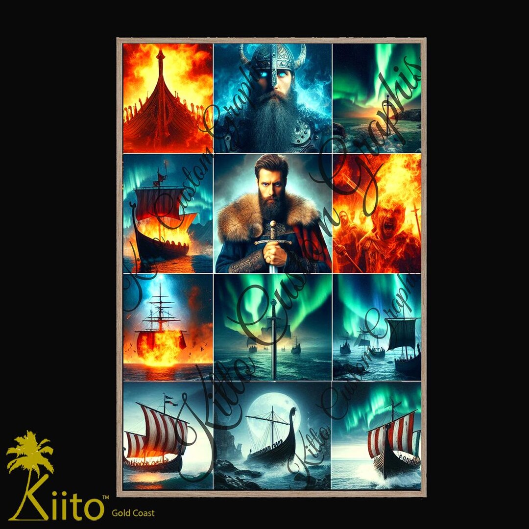 Viking Warrior Collages (set of 4 Sheets) for Gift Cards, Scrap Booking ...