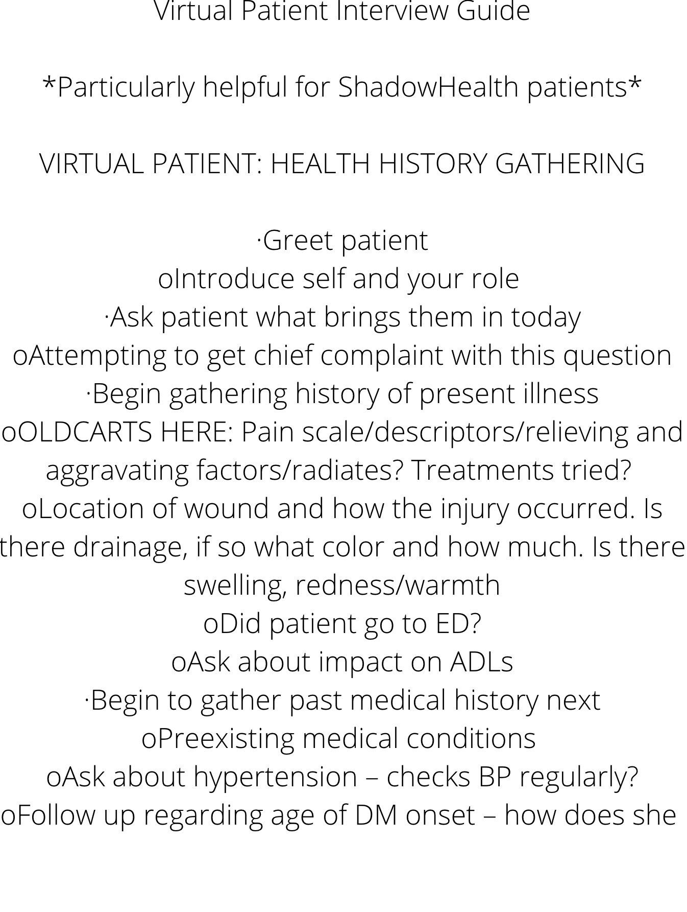 Virtual Patient Assessment Guide // FNP School // Nursing School // PA ...