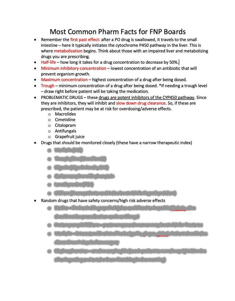 Common FNP Pharm Notes // Especially Helpful for Board Review and New ...