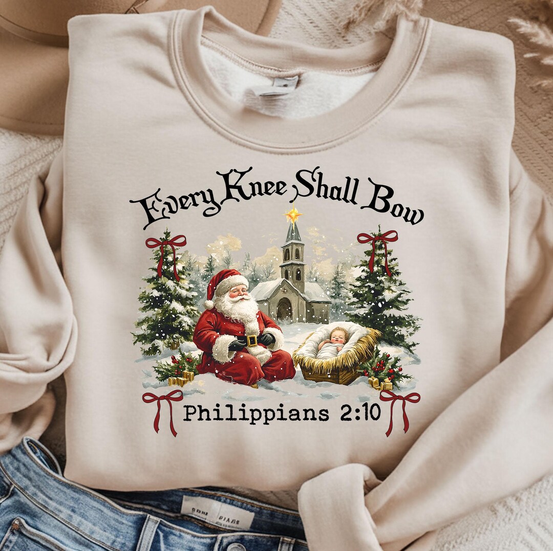 Kneeling Santa Nativity Scene PNG Baby Jesus Christmas PNG - Etsy