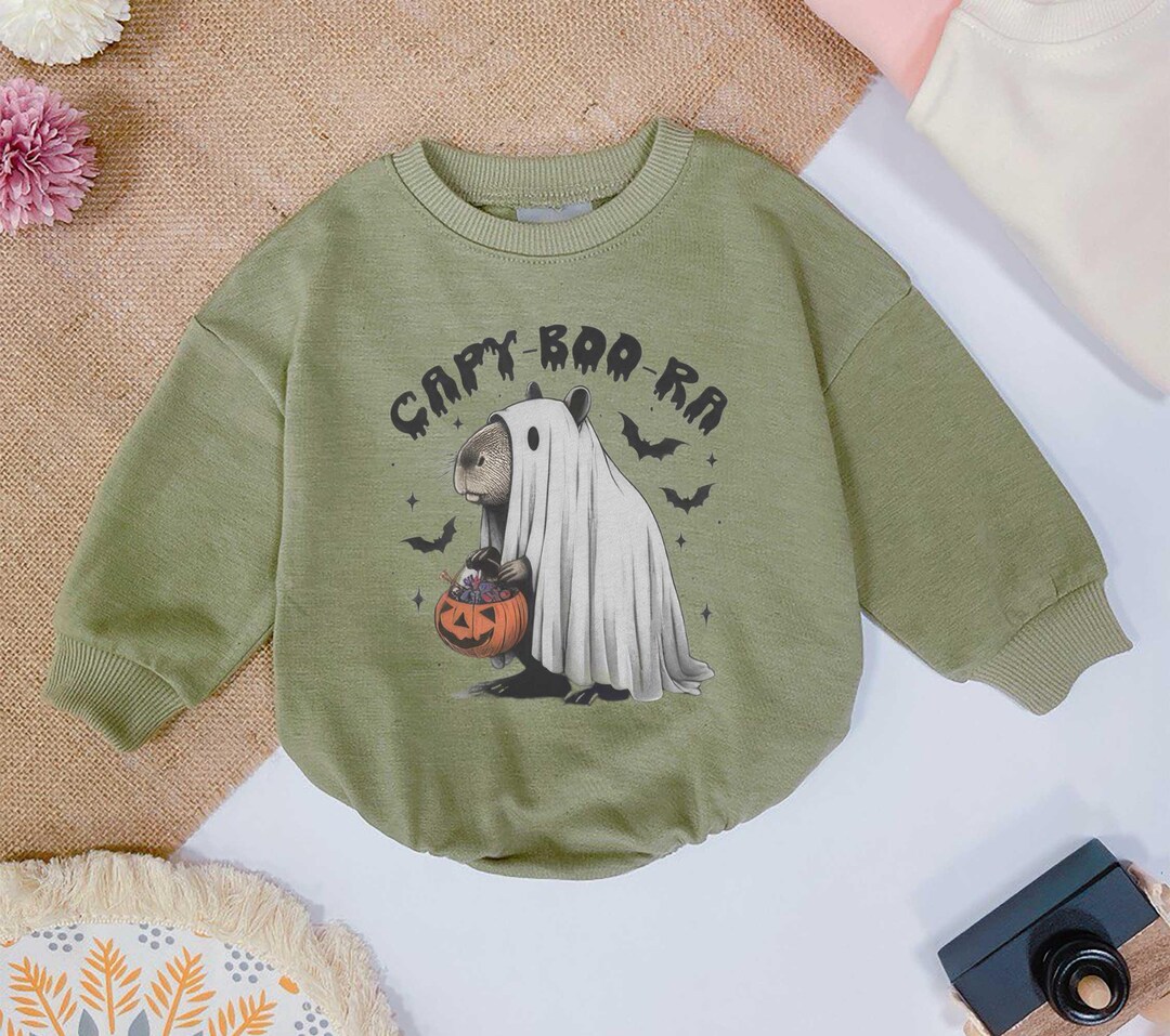 Cute Capybara Halloween Baby Romper, Funny Capy-boo-ra Clothers, Baby ...