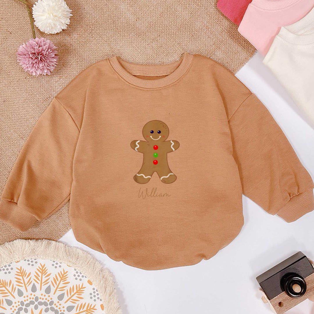 Baby's First Christmas Gingerbread Man Romper - Soft Bodysuit ...