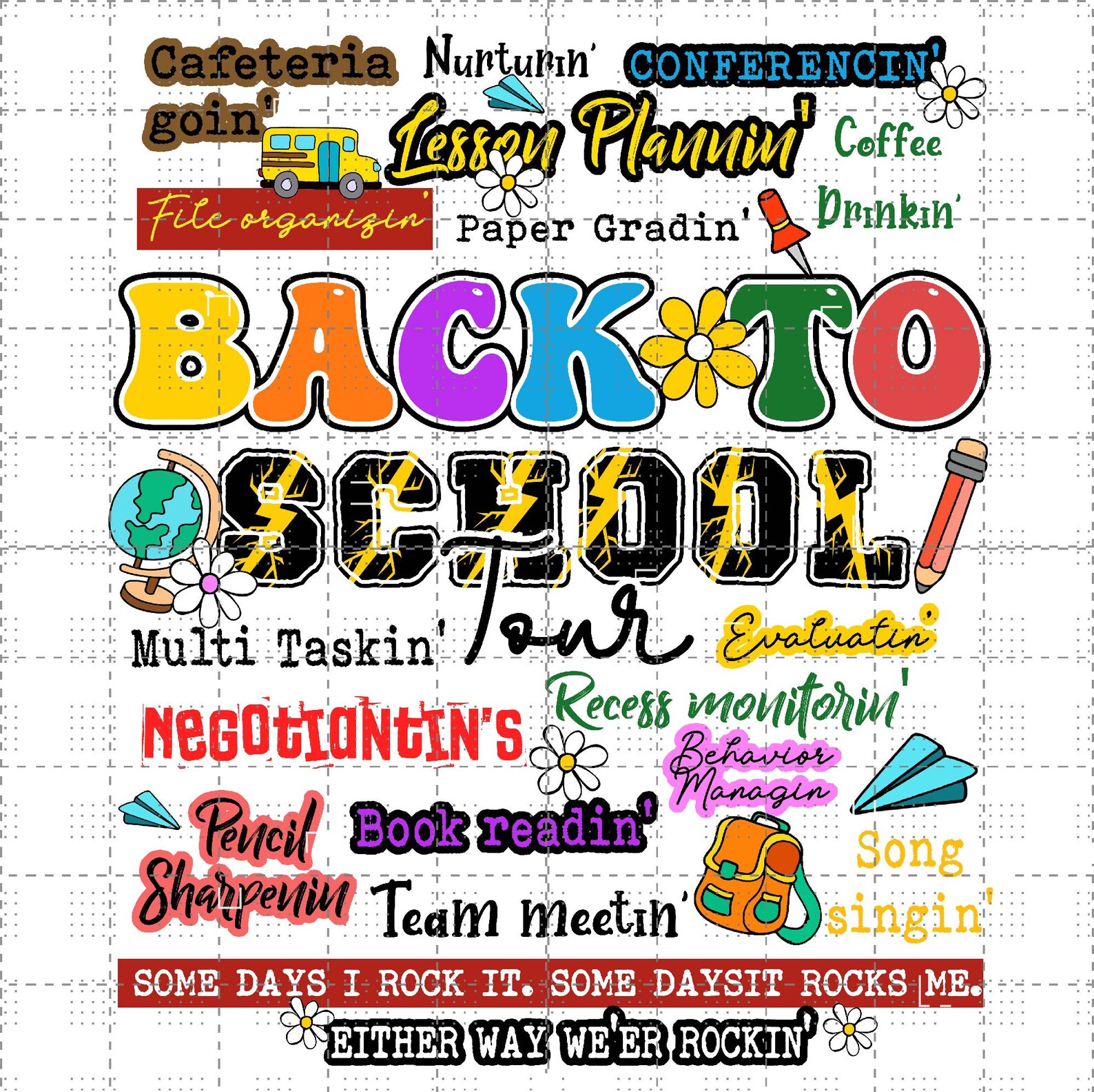 Teacher Appreciation Back to School Retro Bright Doodle Dots PNG ...