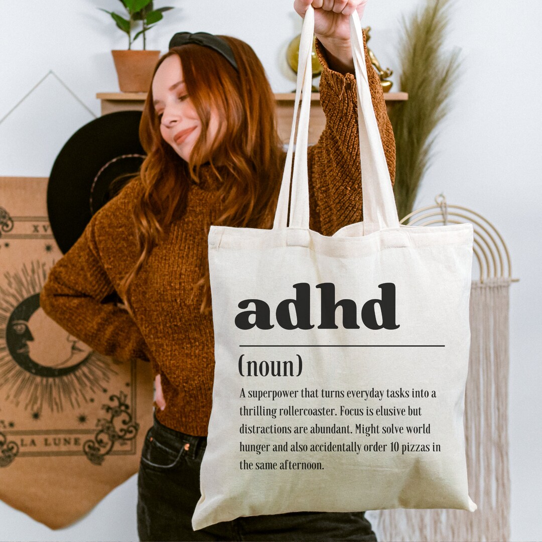 ADHD Definition Tote Bag, Funny Adhd Gift, Neurodivergent, Inclusion ...
