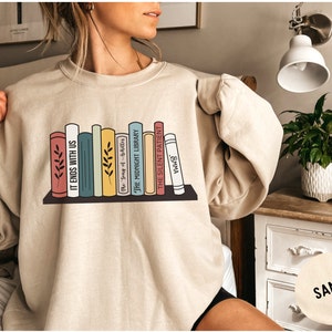 Custom Bookshelf Sweatshirt, Booktok Merch Personalized Books Sweater ...