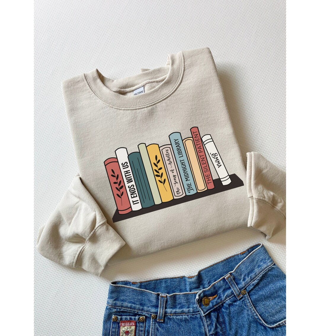 Custom Bookshelf Sweatshirt, Booktok Merch Personalized Books Sweater ...