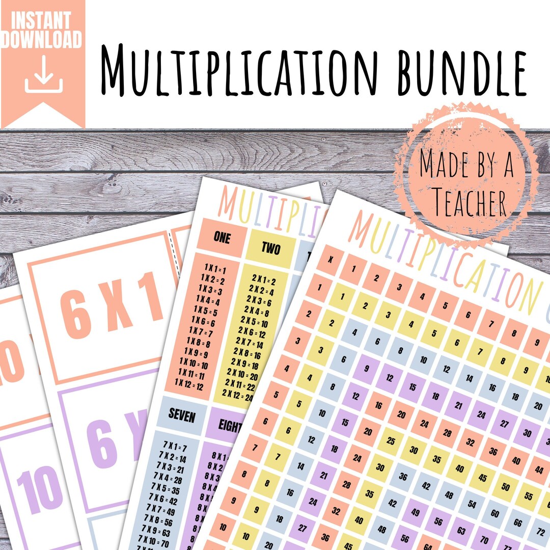 Printable Multiplication Chart Bundle, Math Worksheets, Multiplication ...