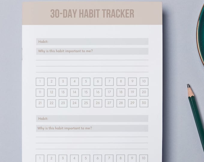 30 Day Habit Tracker, Goal Setting, Progress Tracker, Habit Forming ...