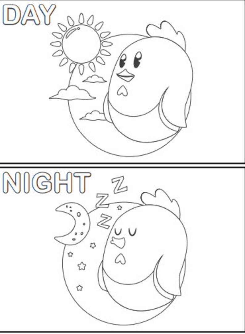 40 Page Bundle of Opposites Learning Colouring Pages for Kids. Digital ...