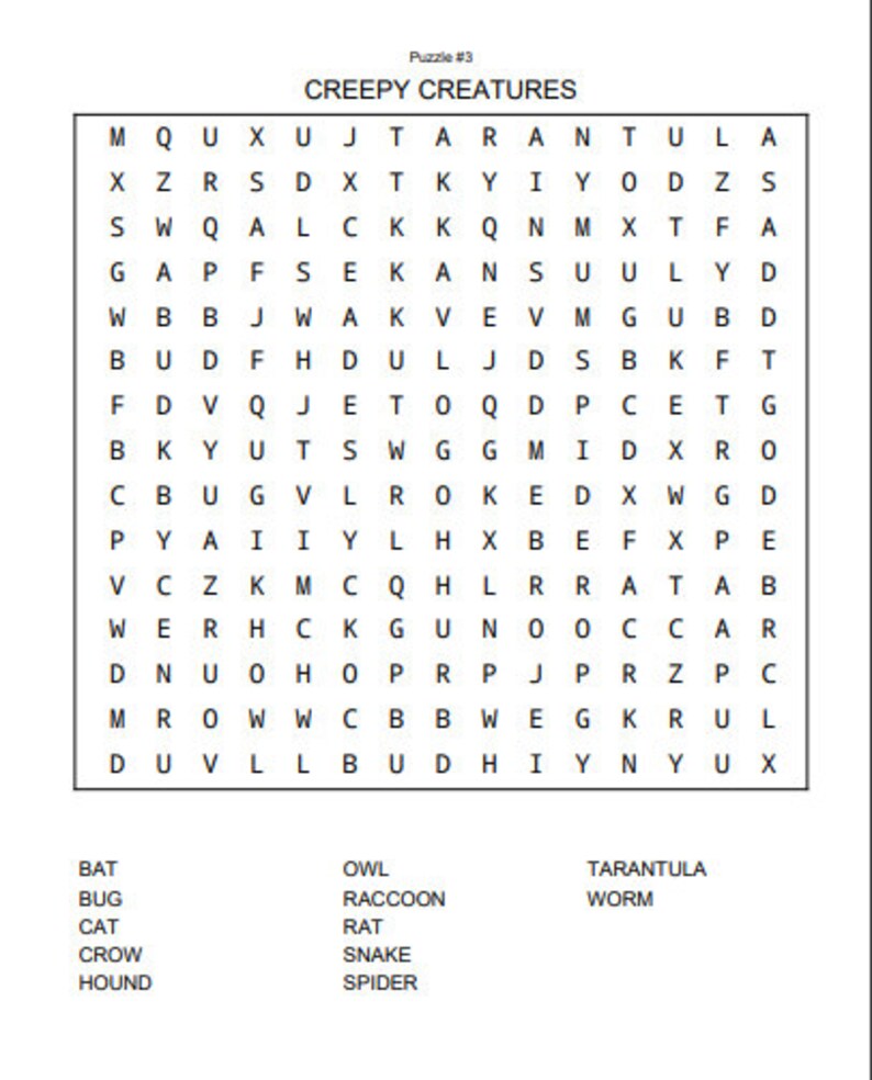 Halloween Word Search Puzzle | 40 Printable Puzzle Pages for Kids and ...