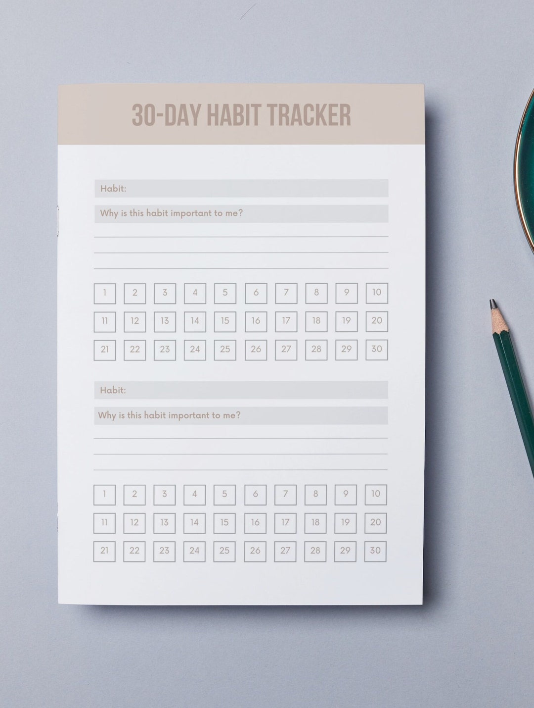 30 Day Habit Tracker, Goal Setting, Progress Tracker, Habit Forming ...