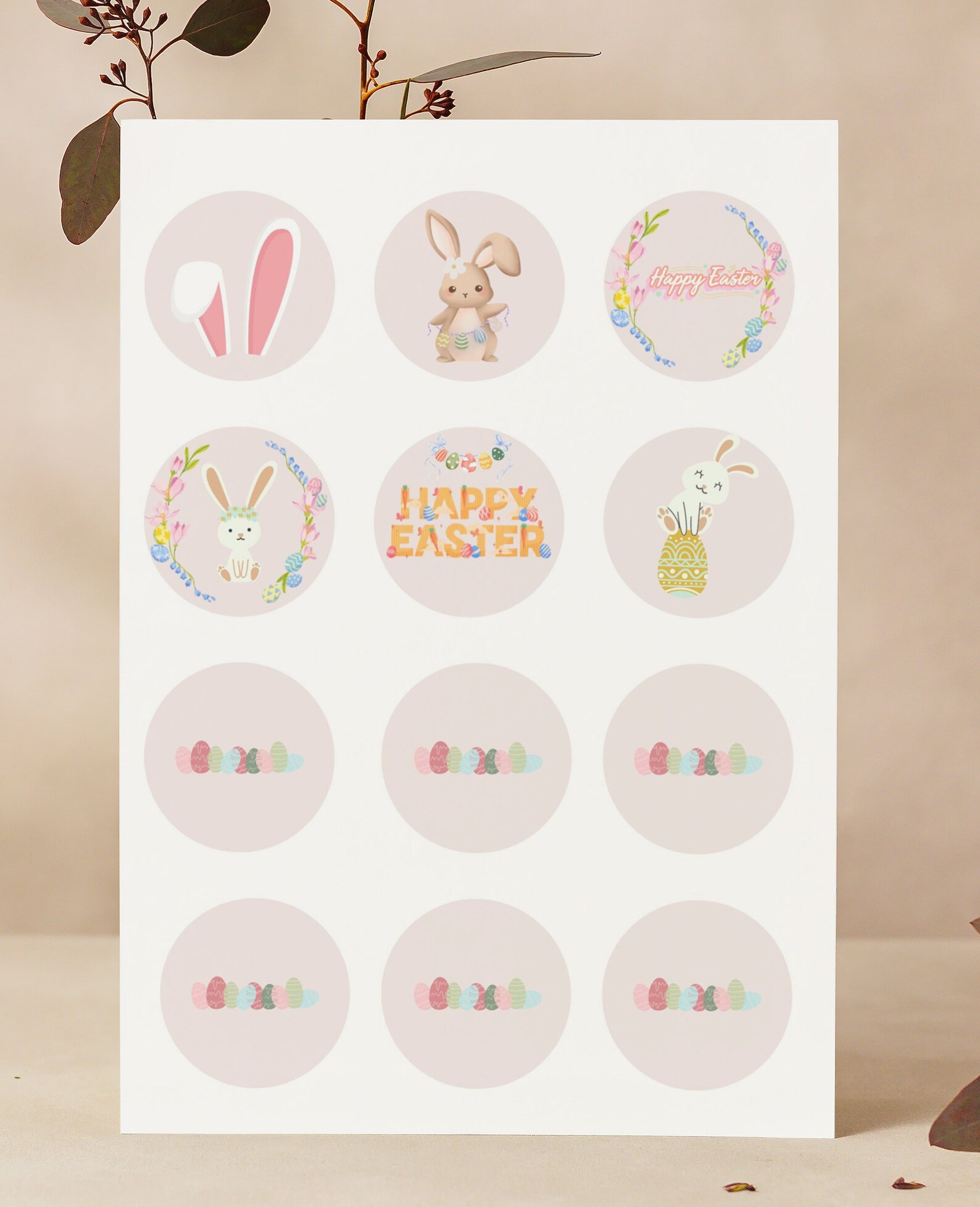Easter Cupcake Editable Toppers Printable. Set of 6 Fun Designs. Happy ...