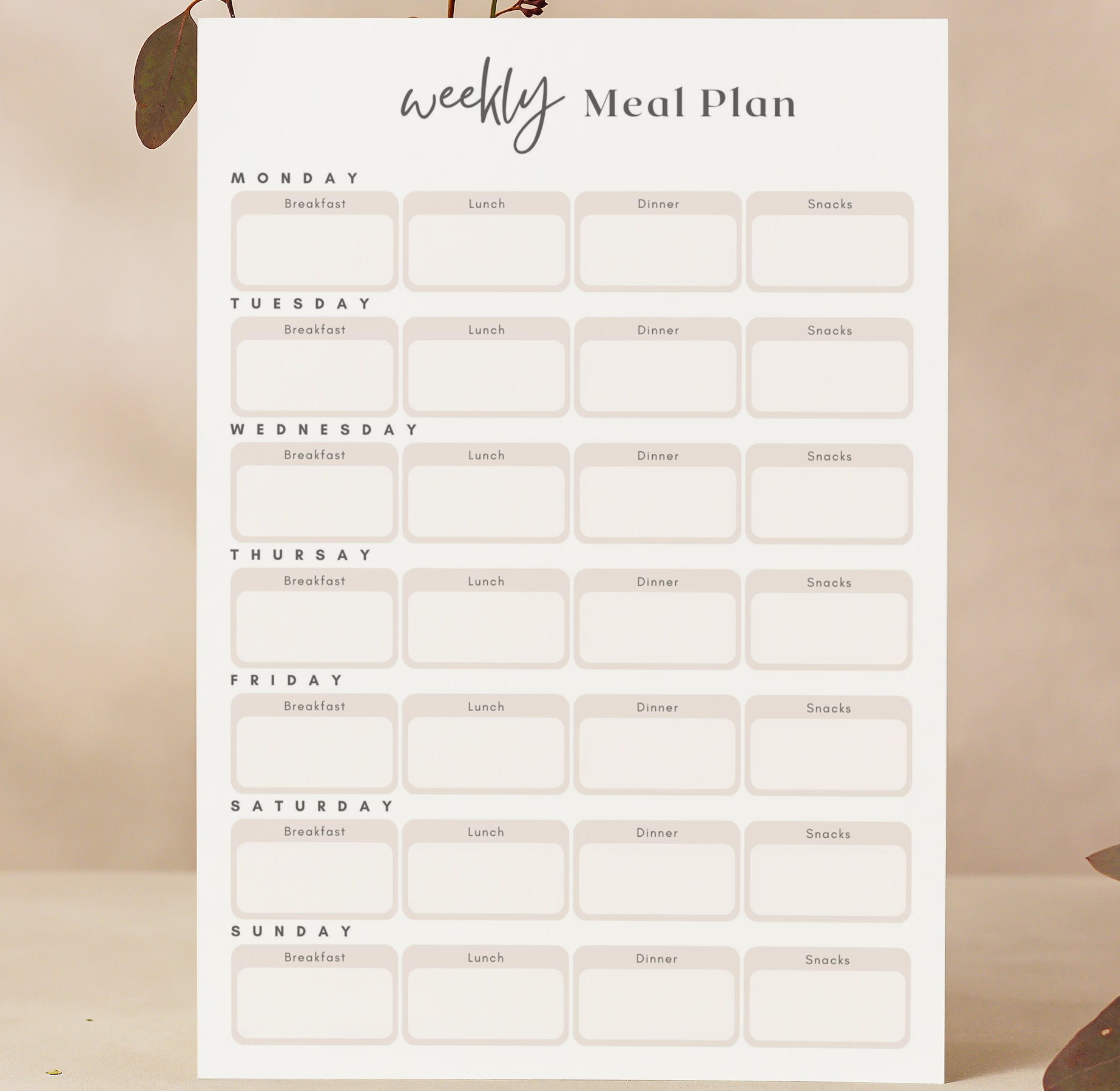 Minimalist Weekly Planner Printable Weekly Planner Undated Planner ...