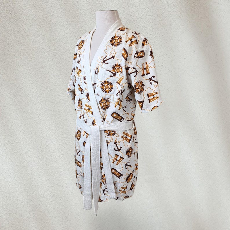 1970s Terry Towelling Bath Robe: Men's Nautical Short Sleeve, Size S - Etsy