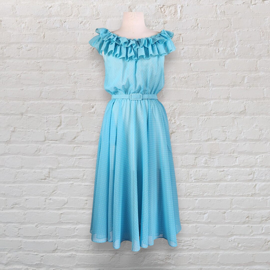 Unique Retro Blue Dress for Your Summer Events, Size 10 - One-of-a-kind ...