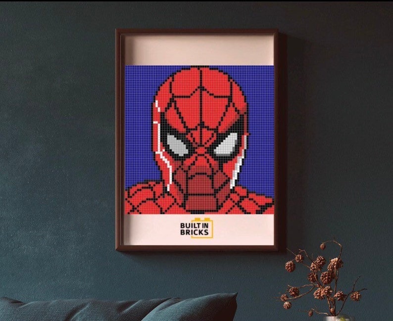 BYO Spiderman in Lego-style Pixel Art - Etsy