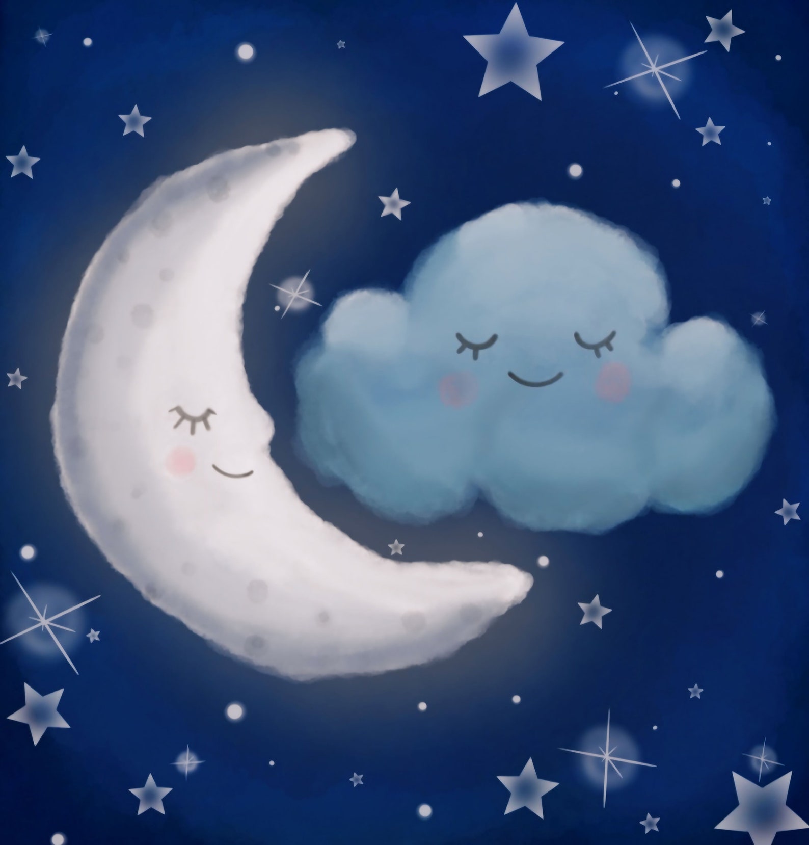 Bedtime Moon and Cloud - Etsy