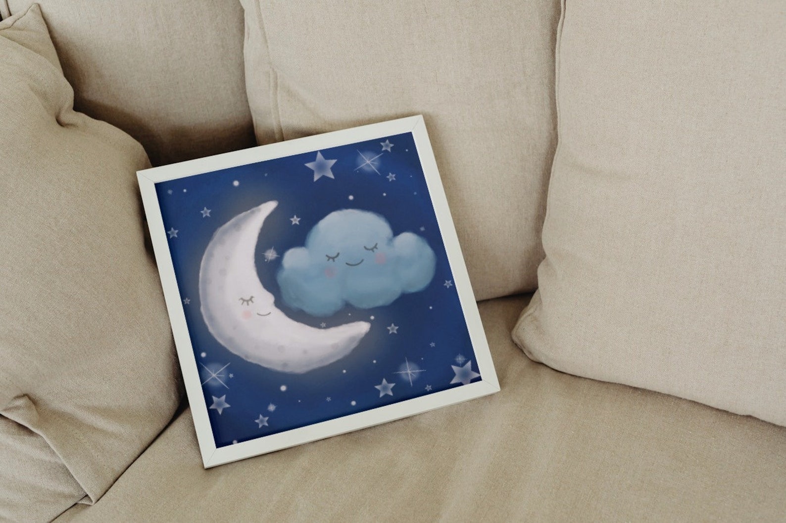 Bedtime Moon and Cloud - Etsy