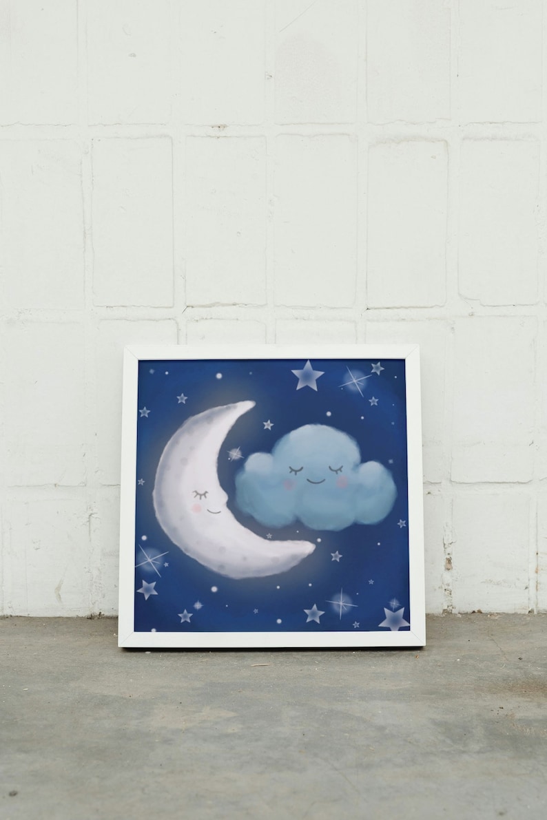 Bedtime Moon and Cloud - Etsy