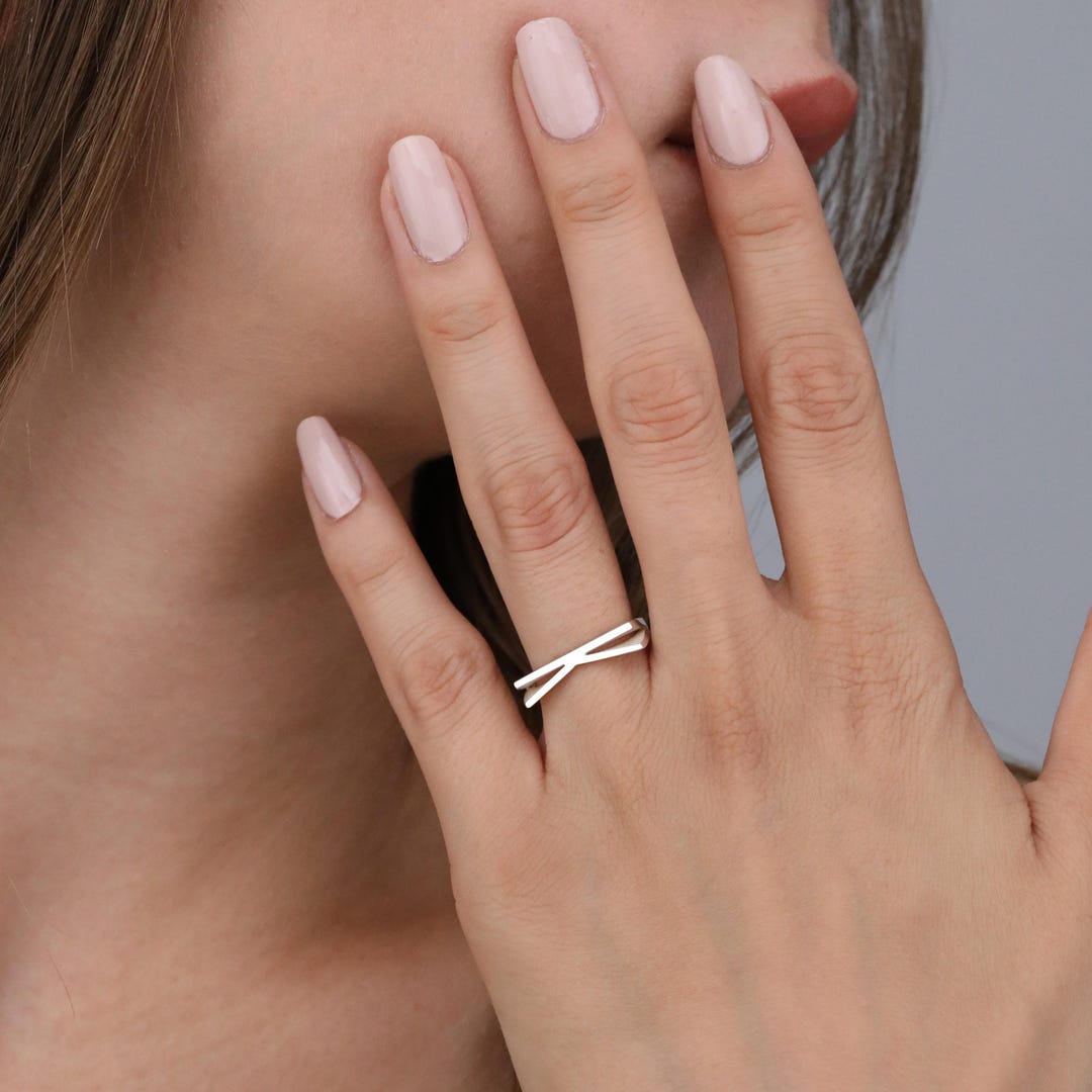 Thin Initial Ring Available in Silver & 14K Solid Gold: Personalized ...
